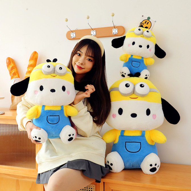 Sanrio Pochacco in Minion Costume Soft Stuffed Plush Multiple Sizes ...