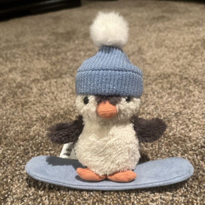 Jellycat Amuseables Peanut Penguin Snowboarding Soft Stuffed Plush 11cm ...