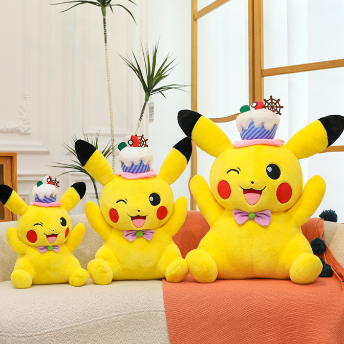 Pikachu from Pokemon Wearing Hat Soft Stuffed Plush Multiple Sizes ...